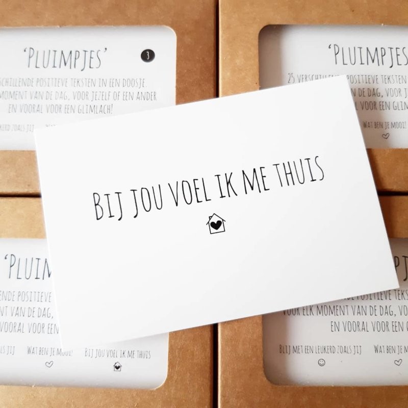 Pluim, pluimpjes, complimentenkaartjes, broodtrommelkaartjes ...