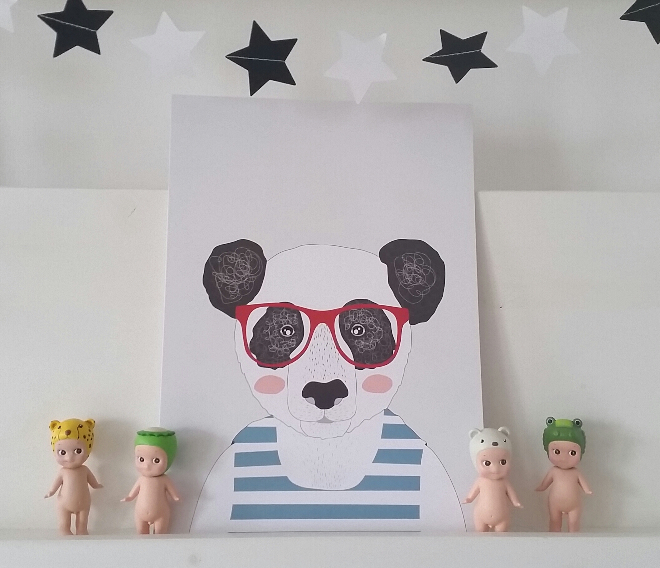 Poster Panda A4 formaat voor de kinderkamer